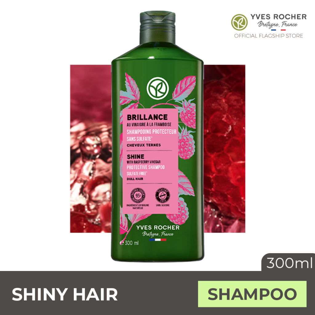 Yves Rocher Shine Shampoo with Raspberry Vinegar- 300ml Sulfate Free ...