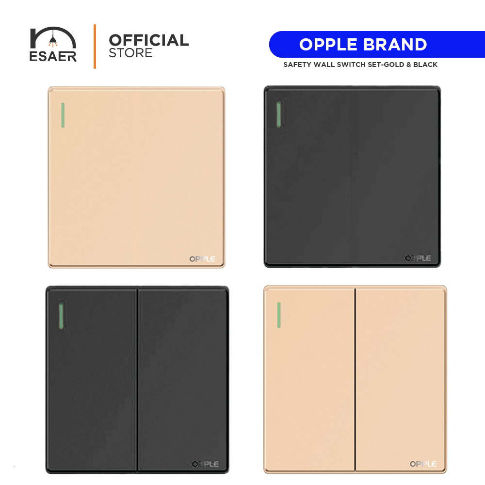 Esaer X Opple Safety Wall Switch 1 Way 2 Gang Push On/Off Fireproof ...