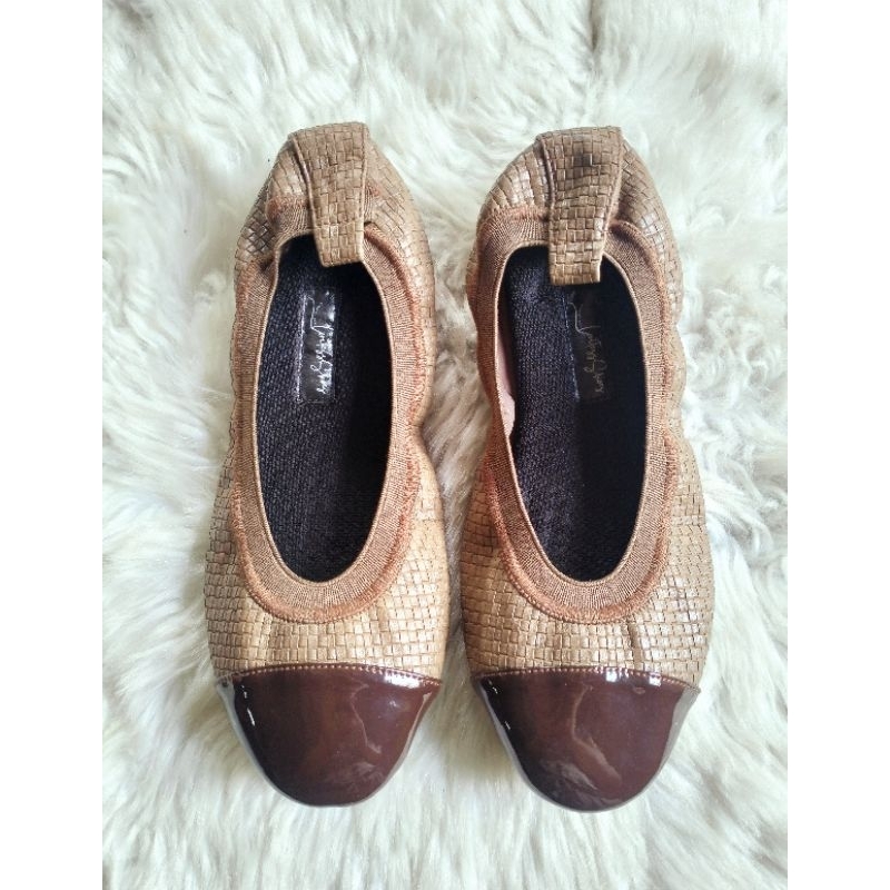 Foldable Garterized Doll Flat Shoes for Women Terry Matte Mocha w/ Deep ...