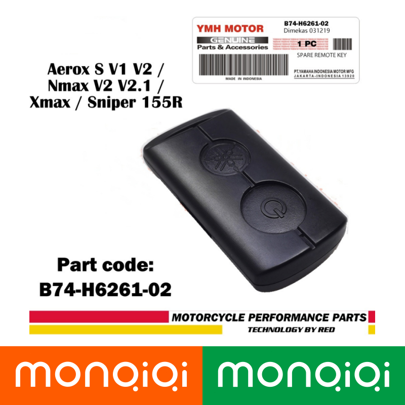 Genuine Spare Remote Key (Aerox S V1 V2 / Nmax V2 V2.1 / Xmax / Sniper ...