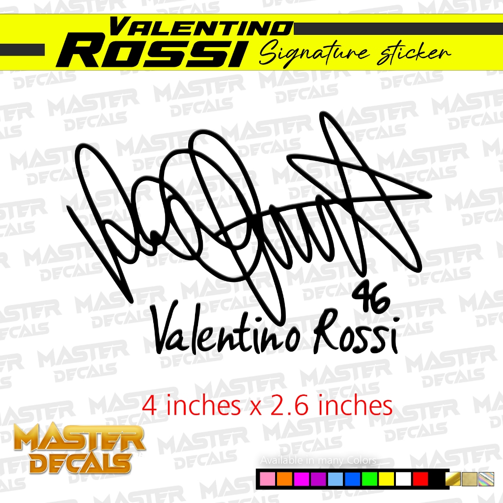 VALENTINO ROSSI SIGNATURE STICKER WATERPROOF NON-FADING | Shopee ...