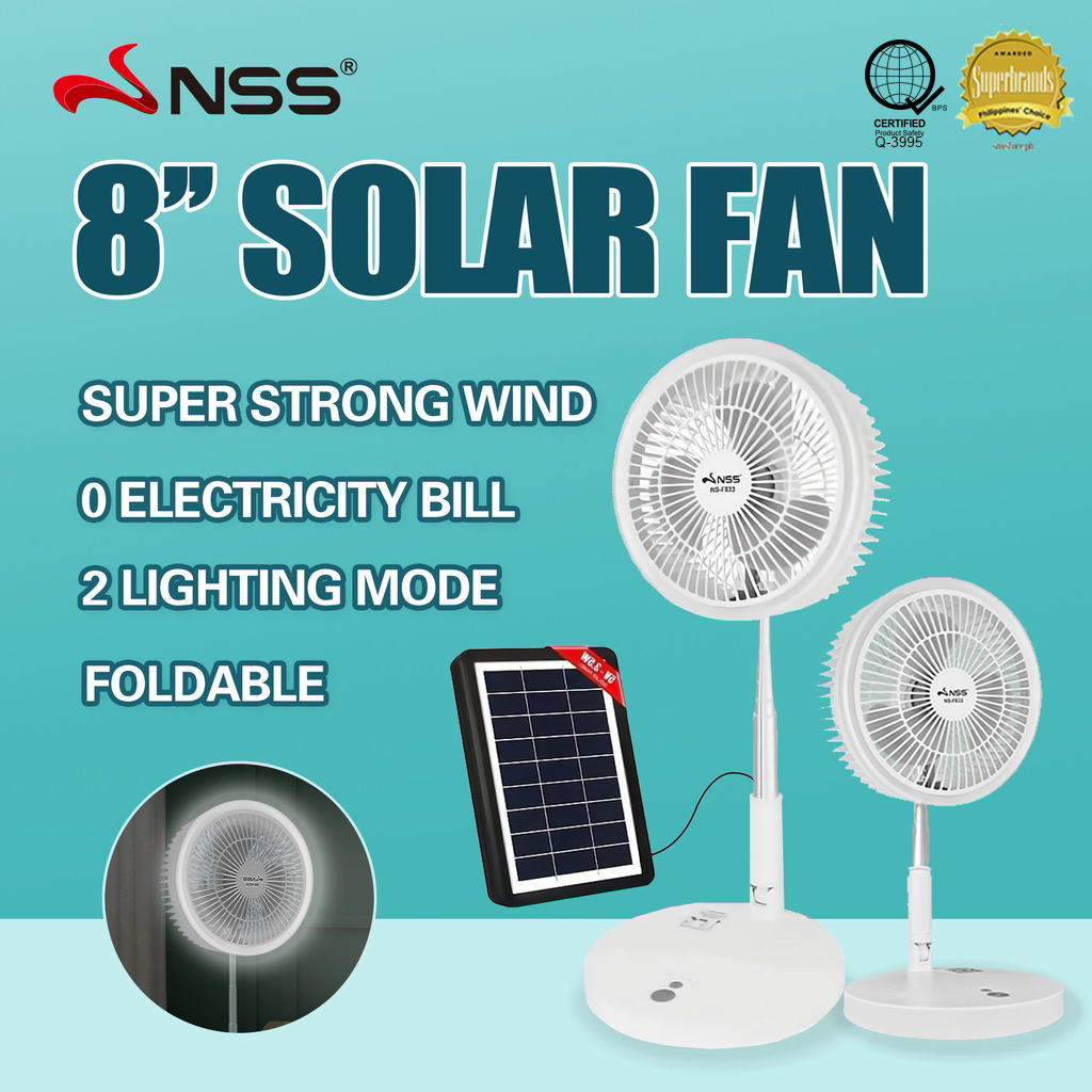 NSS SOLAR FAN Rechargeable Solar Electric Fan with LED light Solar ...