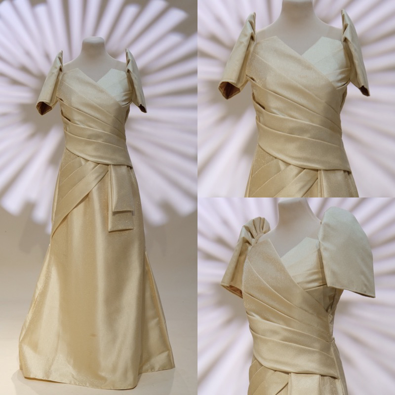 Sponsor Gown Filipiniana Metallic Gazar | Shopee Philippines
