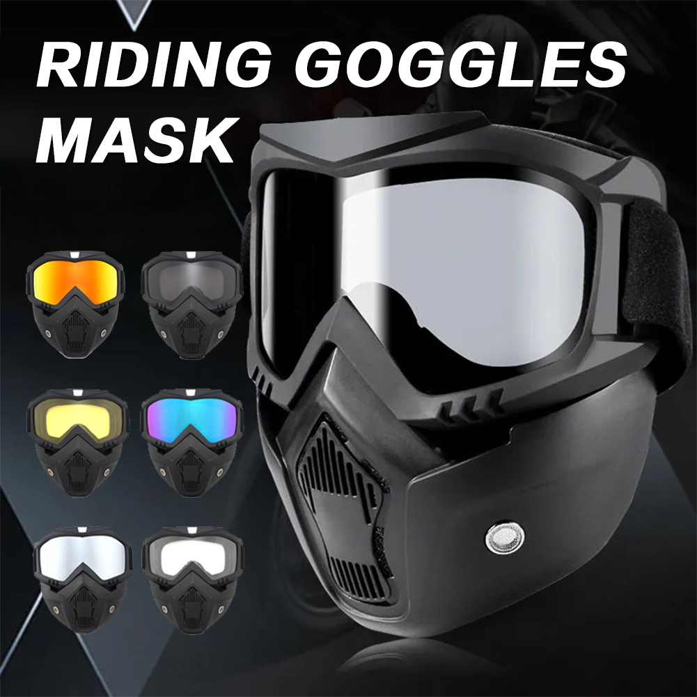 Motorcycle Removable Goggles Mask Open Half Face Motorcycle Mask ...