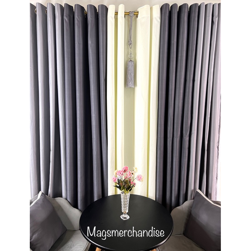 Plain Gray Curtains - Ring Curtains - sold per pc or 3in1 set | Shopee ...