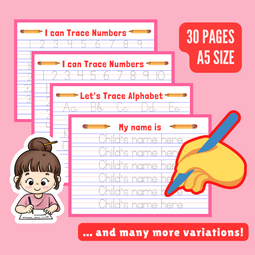 Tracing Pads | Name Alphabet Sentences Numbers etc | 30 pages | Shopee ...