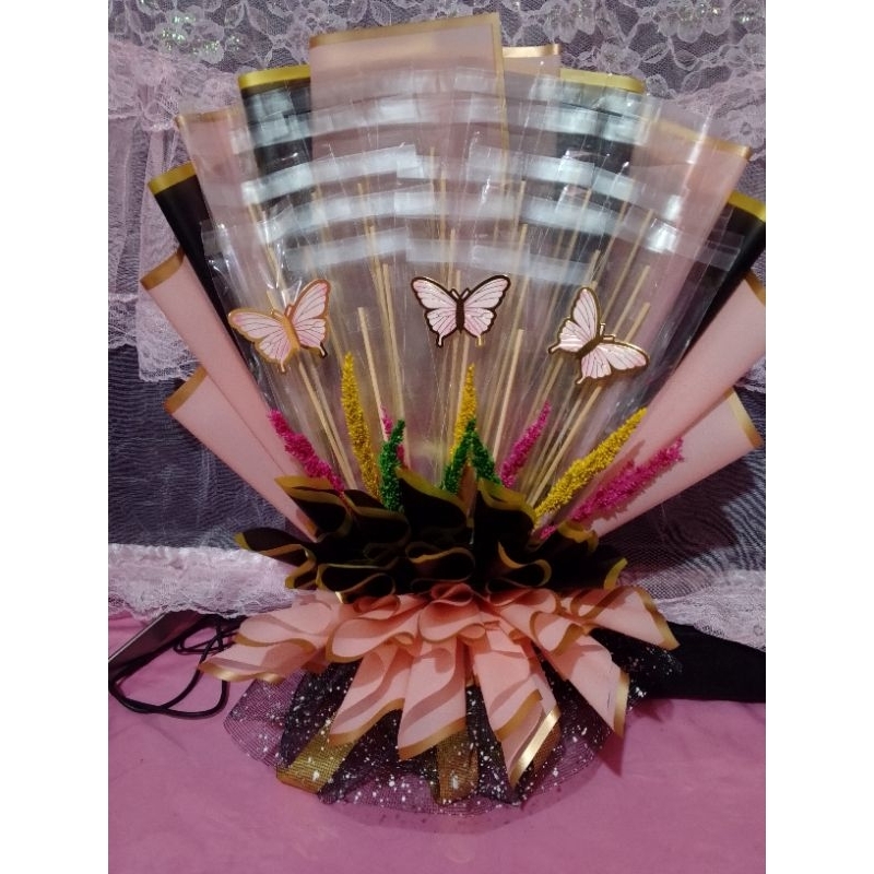 DIY EMPTY BOUQUET FOR MONEY BOUQUET WITH CARD AND ARTIFICIAL FLOWERS ...
