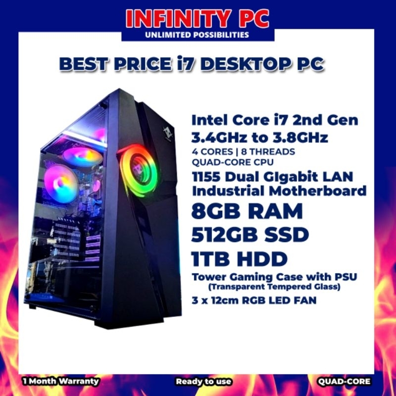 MASSIVE DISCOUNT! Gaming i7 DESKTOP PC 8GB 512GB SSD + 1TB HDD ...