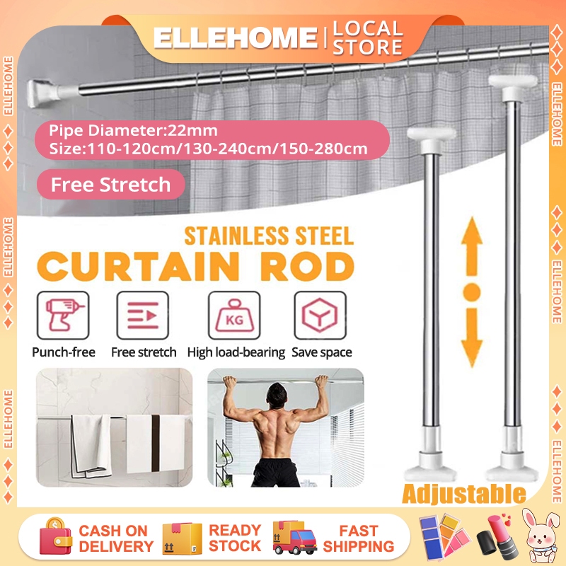 Curtains Rod Adjustable Extendable Adjustable Steel Pull Rod Punch-Free ...