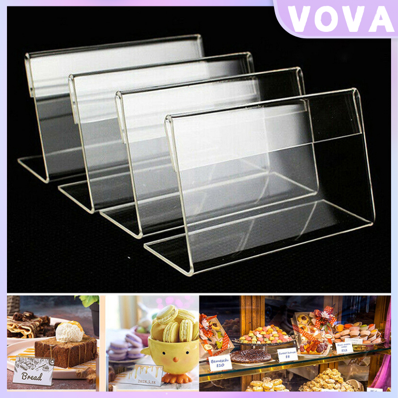 20PCS Label Display Holder Acrylic Clear Desktop Price Tag Name Sign ...