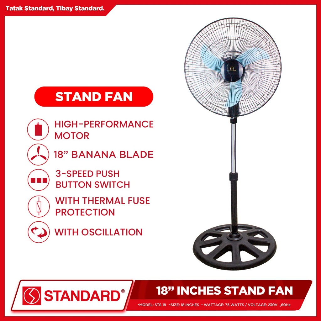 Standard Stand Fan 18" Banana Type Plastic Blade (Random Color) STS-18 ...