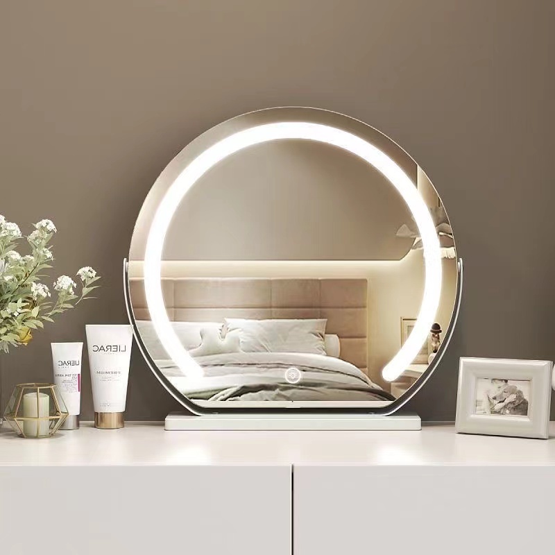 Light luxury LED make-up mirror three-color bedroom tabletop dressing ...