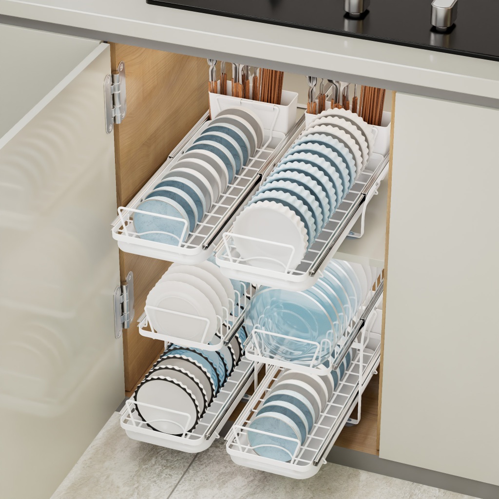 SJ Pullout Dish Drainer Black Plate Organizer Kitchen Cabinet Pull Out ...