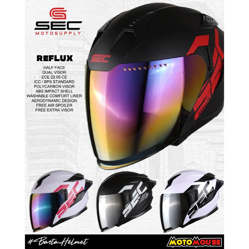 Helmet Sec Reflux Half Face Dual Visor 2940236 | Shopee Philippines