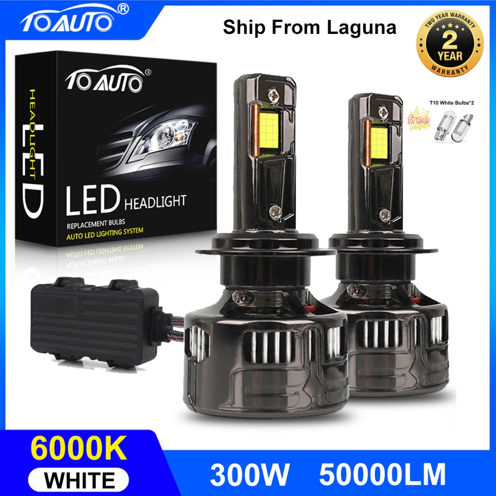 TOAUTO 2PCS H4/H11/9005 300W 50000LM Car Led Headlight Bulb Super Bright CANBUS 6000K 12V-24V ...