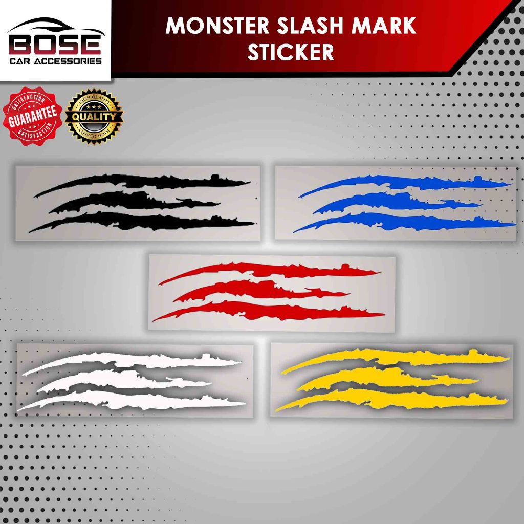 Monster Slash Mark Decals Stickers High Quality / Black / Blue / Red ...