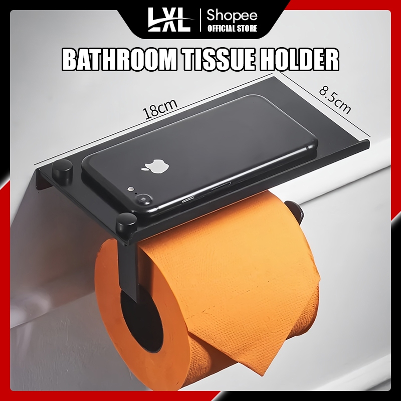 Wall Tissue Holder Toilet Paper Holder Tissue Roll Stand with Phone ...