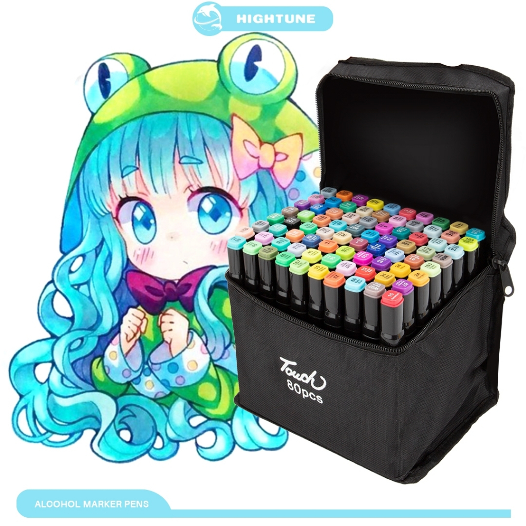 HIGHTUNE 120 Colors Marker Pen Set Markers Dual Tip Color Alcohol ...