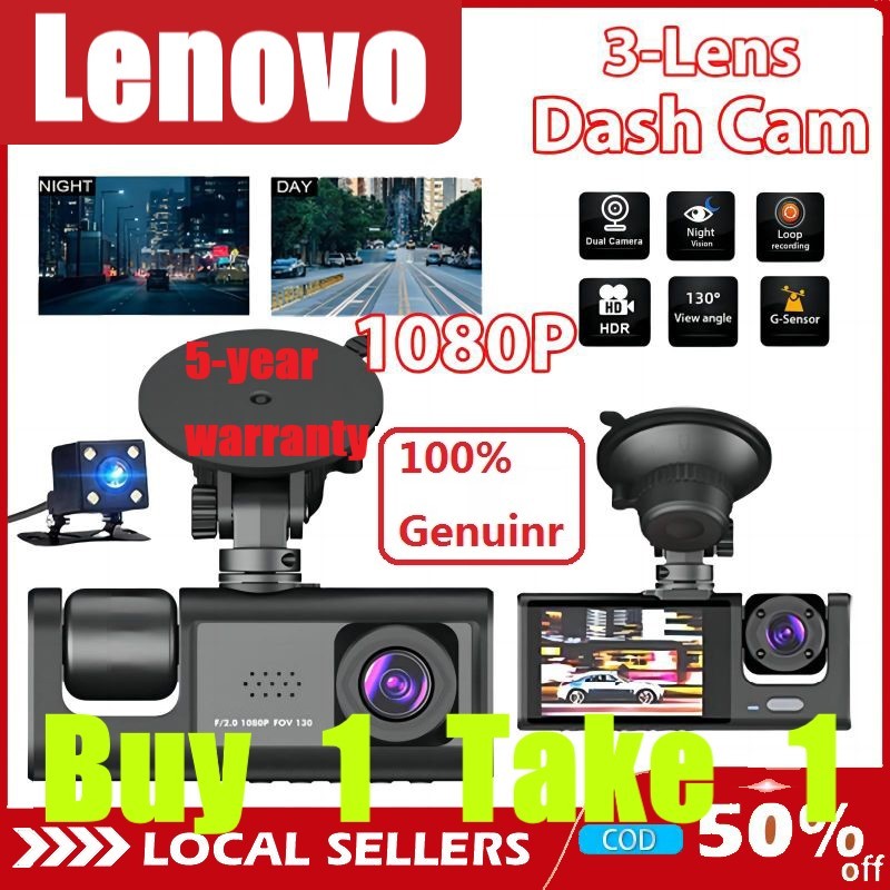 Lenovo Original Dashcam For Car Front And Back With Night Vision Three ...