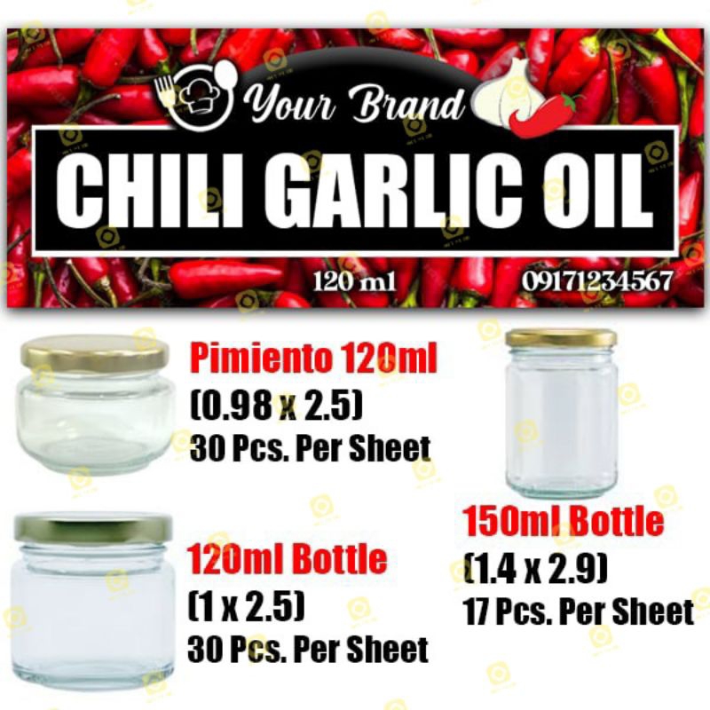 CHILI GARLIC OIL Sticker Label (CUSTOMIZABLE | Ready-Made | Glossy ...