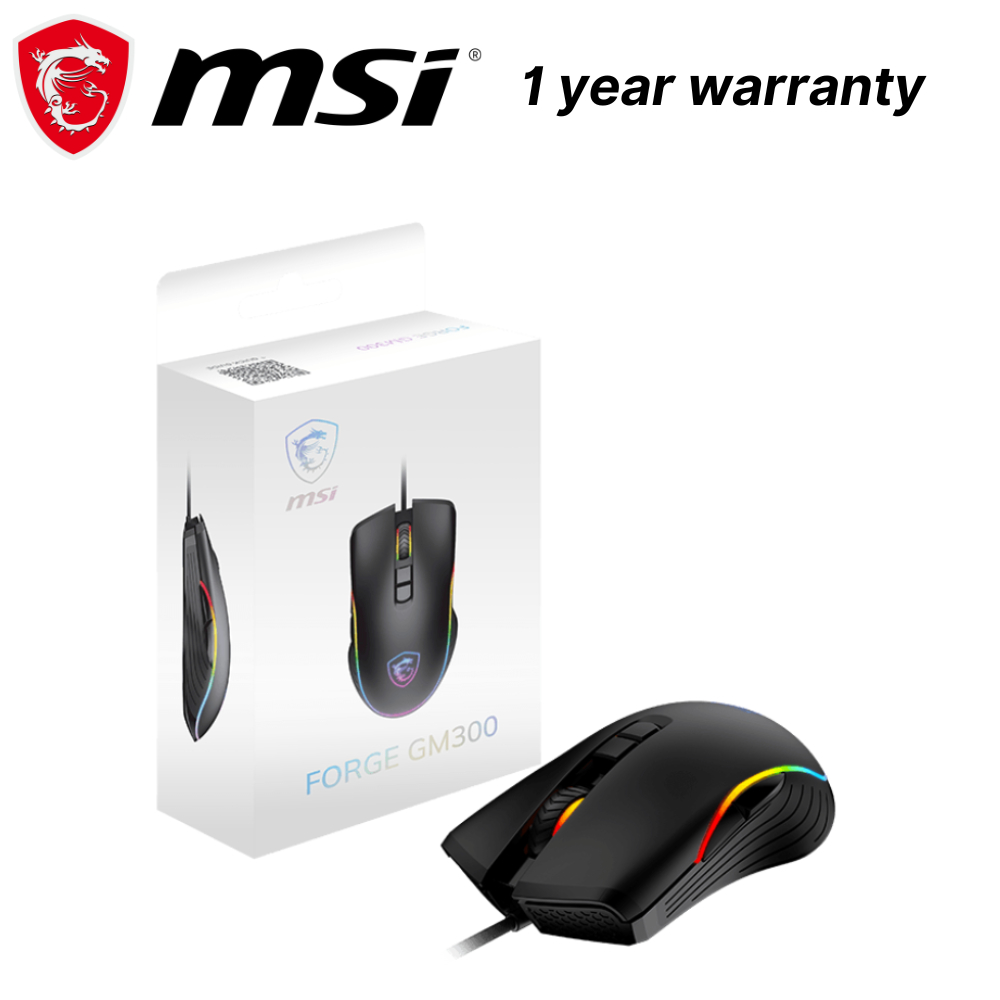 MSI Gaming Wired Mouse Forge GM300 Black RGB LED USB 2.0 Optical Mouse ...