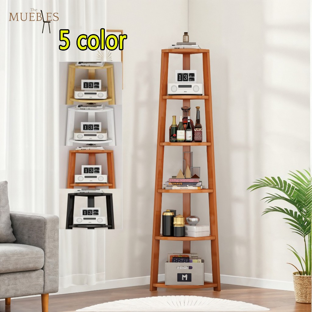 4/5/6 Layer Solid Wood Corner Rack Storage Rack Bookshelf Flower Stand ...