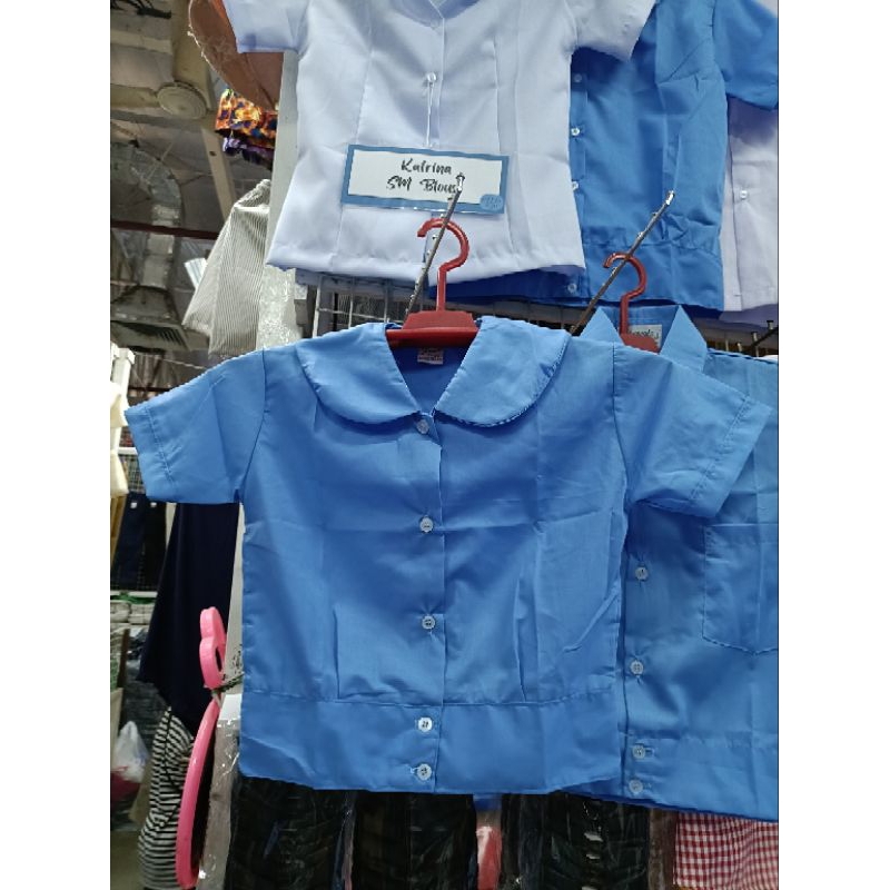 School Uniform Blue Blouse Baby Collar B | Shopee Philippines