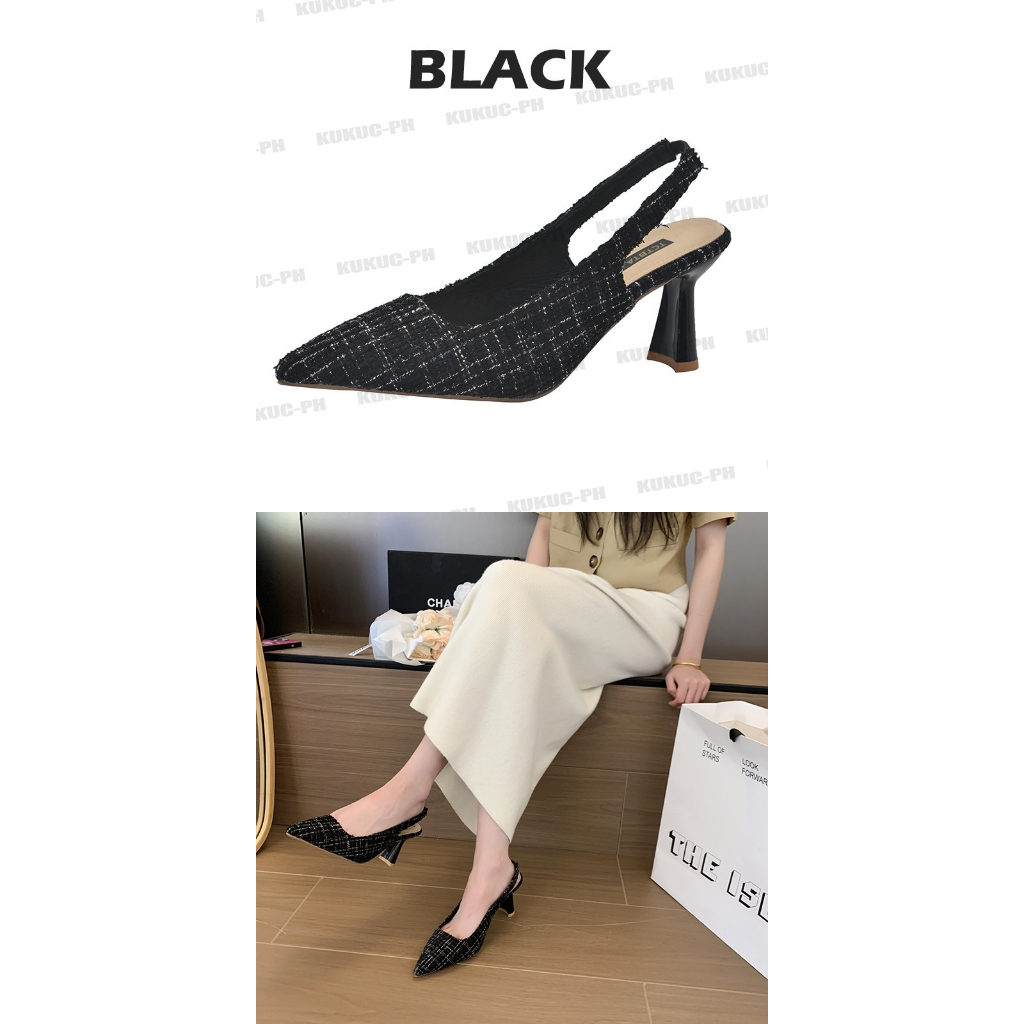 Korean Fashion Heels Leather Pointed Sandals For Women For Office ...