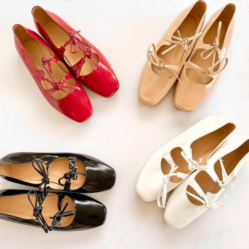 Milan Official Niko Classic Ribbon Mary Janes Ballerina Flats | Shopee ...