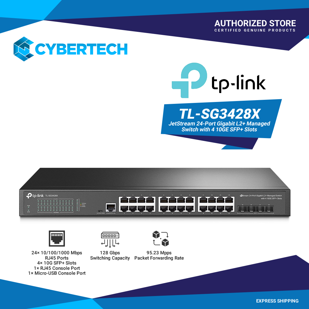 TP-Link TL-SG3428X Omada 24-Port Gigabit L2+ Managed Switch With 4 10GE SFP+ Slots | Shopee ...