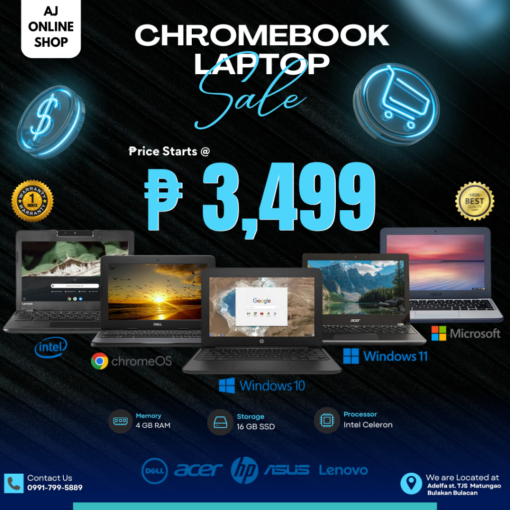 Assorted Brand Chromebook Laptop with Freebies (Chrome os, Windows ...