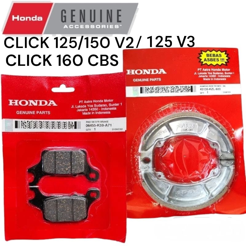 HONDA CLICK BRAKE SHOE BRAKE PAD 125 V2 V3 | 150 V2 | 160 CBS | Shopee ...