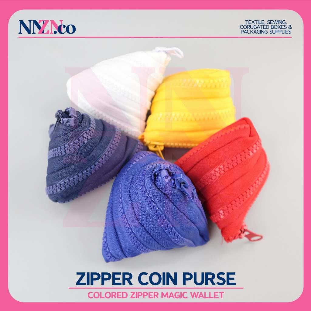 NNZN Colored Continuous Zipper Coin Purse Wallet Pyramid Shape Magic ...