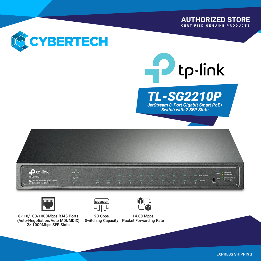 TP-Link TL-SG2210P Omada 10-Port Gigabit Smart Switch With 8-Port PoE+ ...
