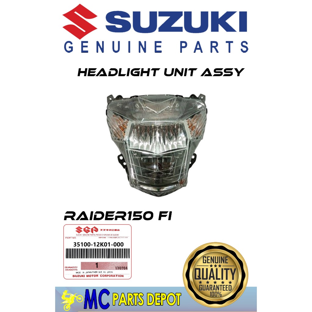 SUZUKI GENUINE HEADLIGHT UNIT ASSY FOR RAIDER 150 FI ( 35100-12K01-000 ...