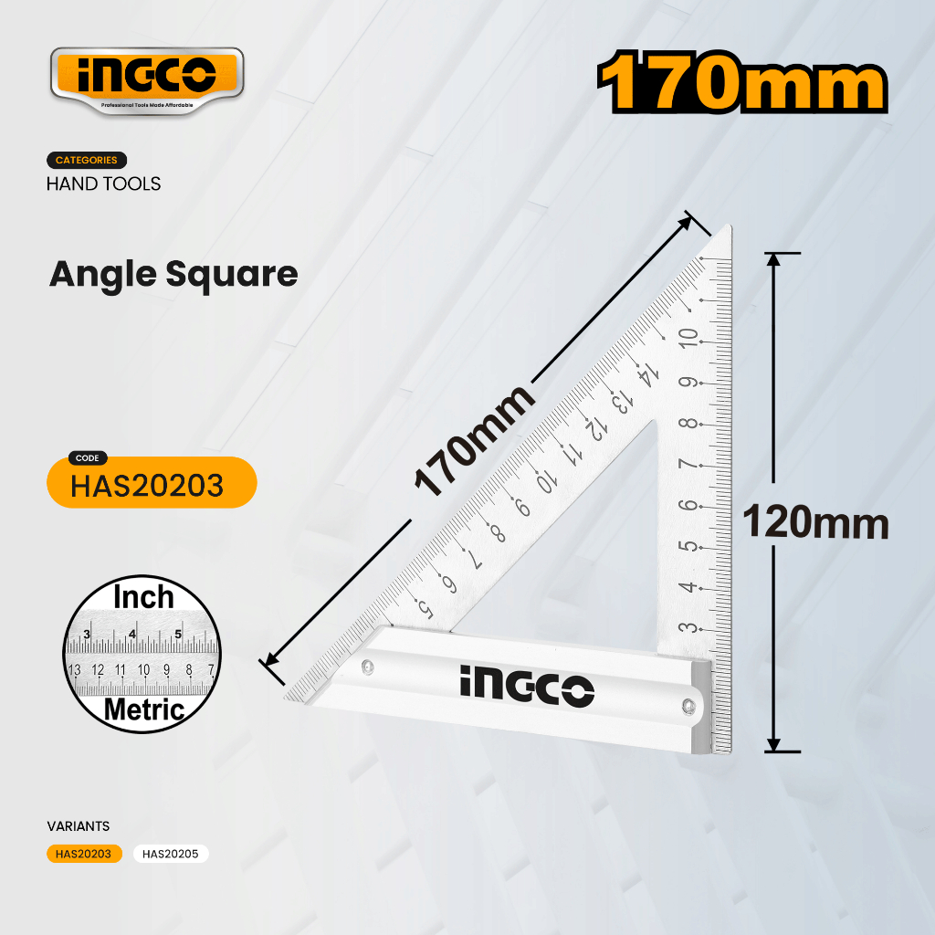 Ingco Angle Square 170mm-270mm Hand Tool for Carpentry Wood and Metal ...