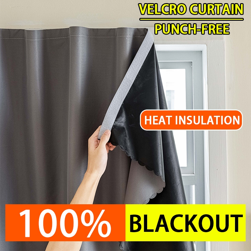 Blackout Curtain 100% Anti-UV Kurtina With Velcro For Living Room ...