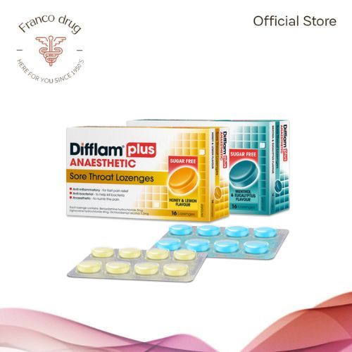 Difflam Anaesthetic Lozenges - 16's [Honey Lemon & Eucalyptus Menthol ...