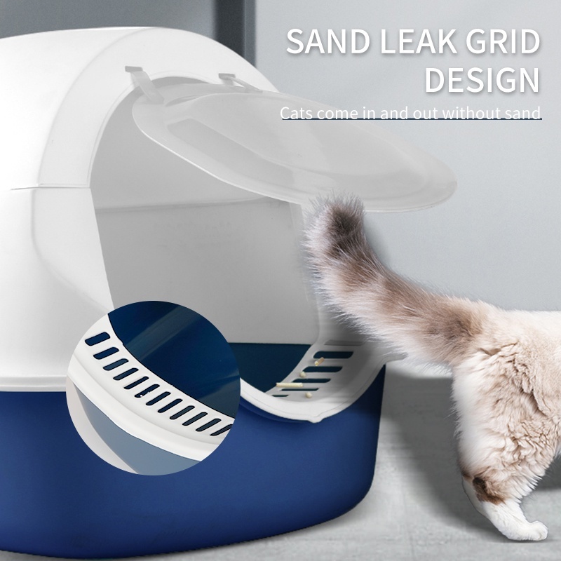 Big Large Cat Litter Box With Cover Scoop Fully Enclosed Cat Toilet ...