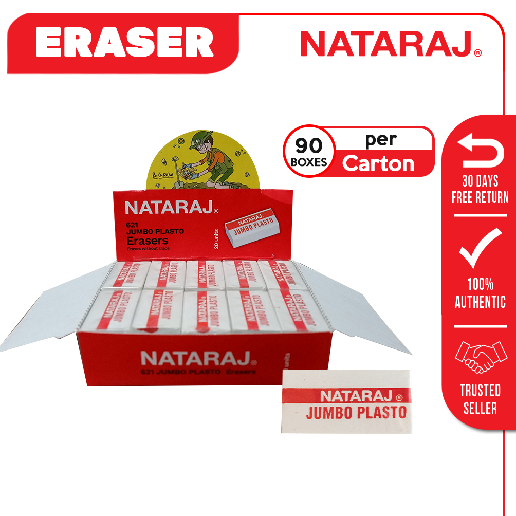 Nataraj 90 boxes Eraser 20's Jumbo Plasto Box (NAT-60P) | Shopee ...