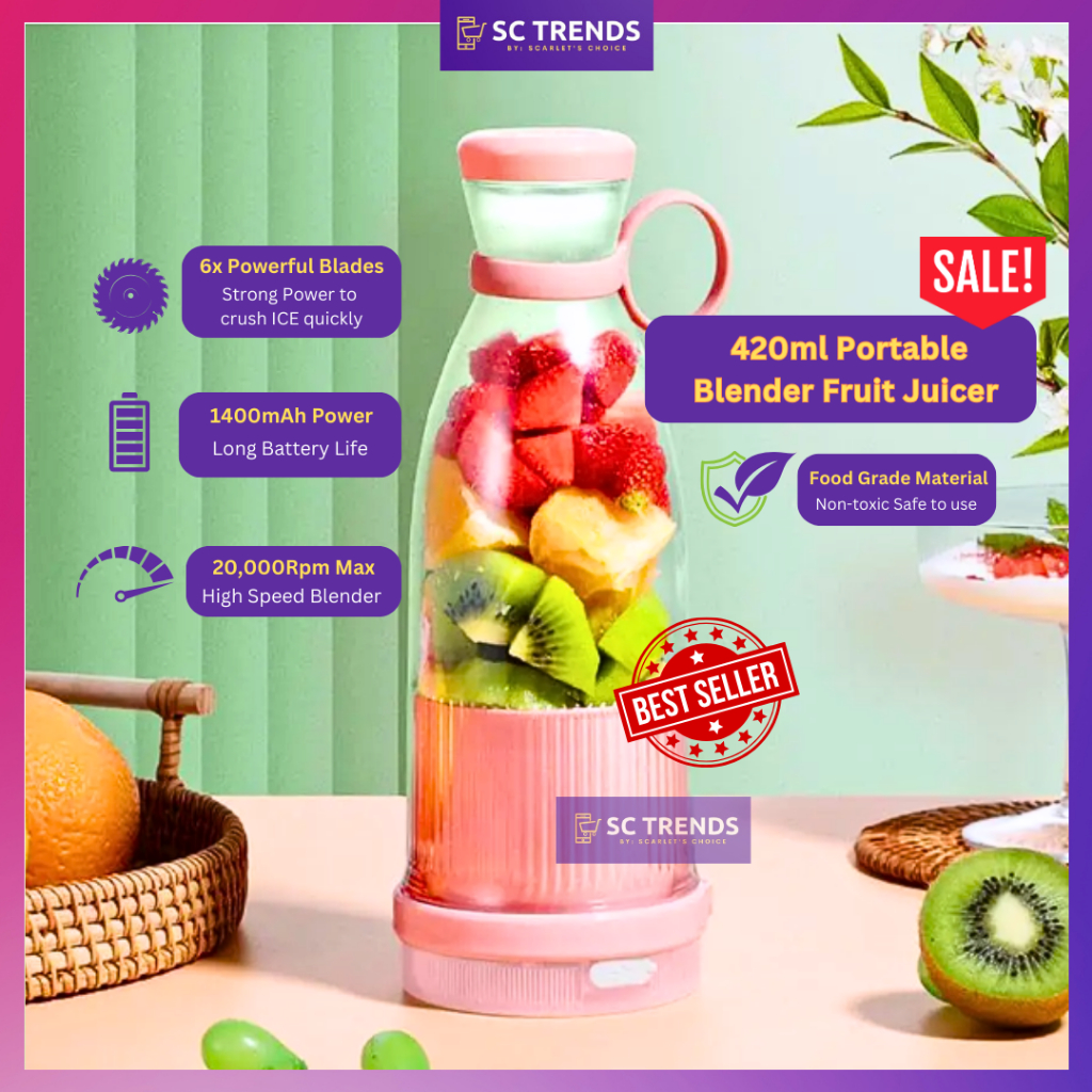 SC Trends Fruit Juicer Blender Portable Heavy Duty Blender 420ml USB ...