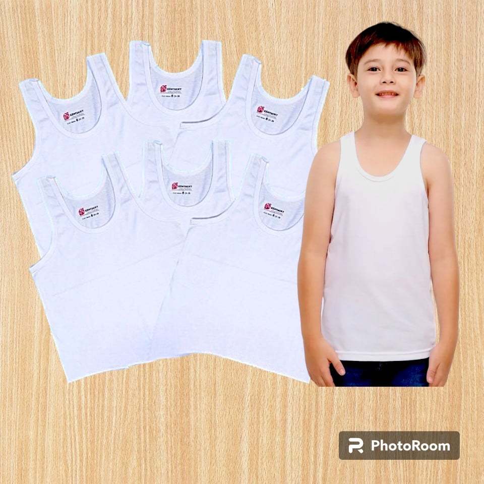 6pcs|3pcs KENTUCKY Sando for kids Plain White 100% cotton inner sando ...
