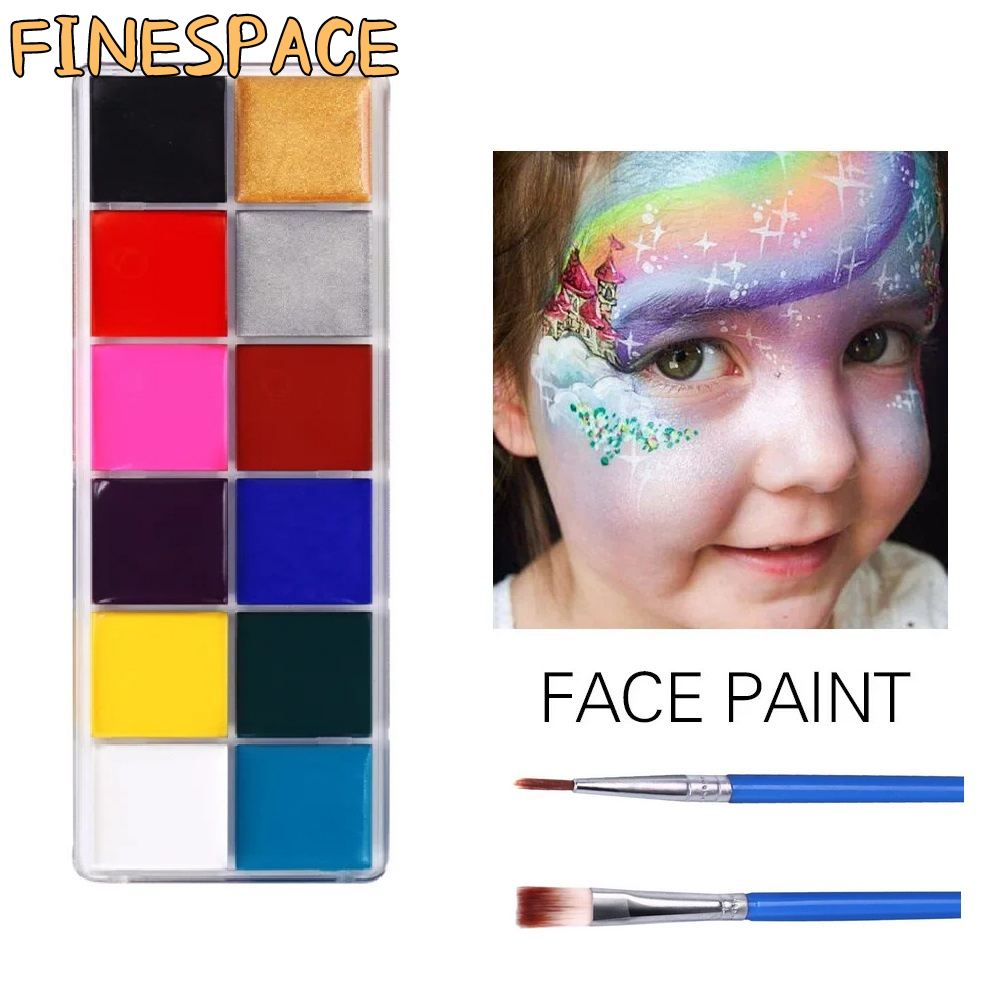 Face Paint 12 Colors with 2 Brushes ProfessionalMakeup Palette Safe ...