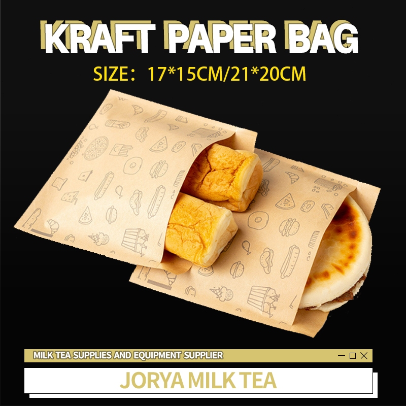 100pcs Kraft Paper Sandwich Donuts Bag Disposable Snack Pancake ...