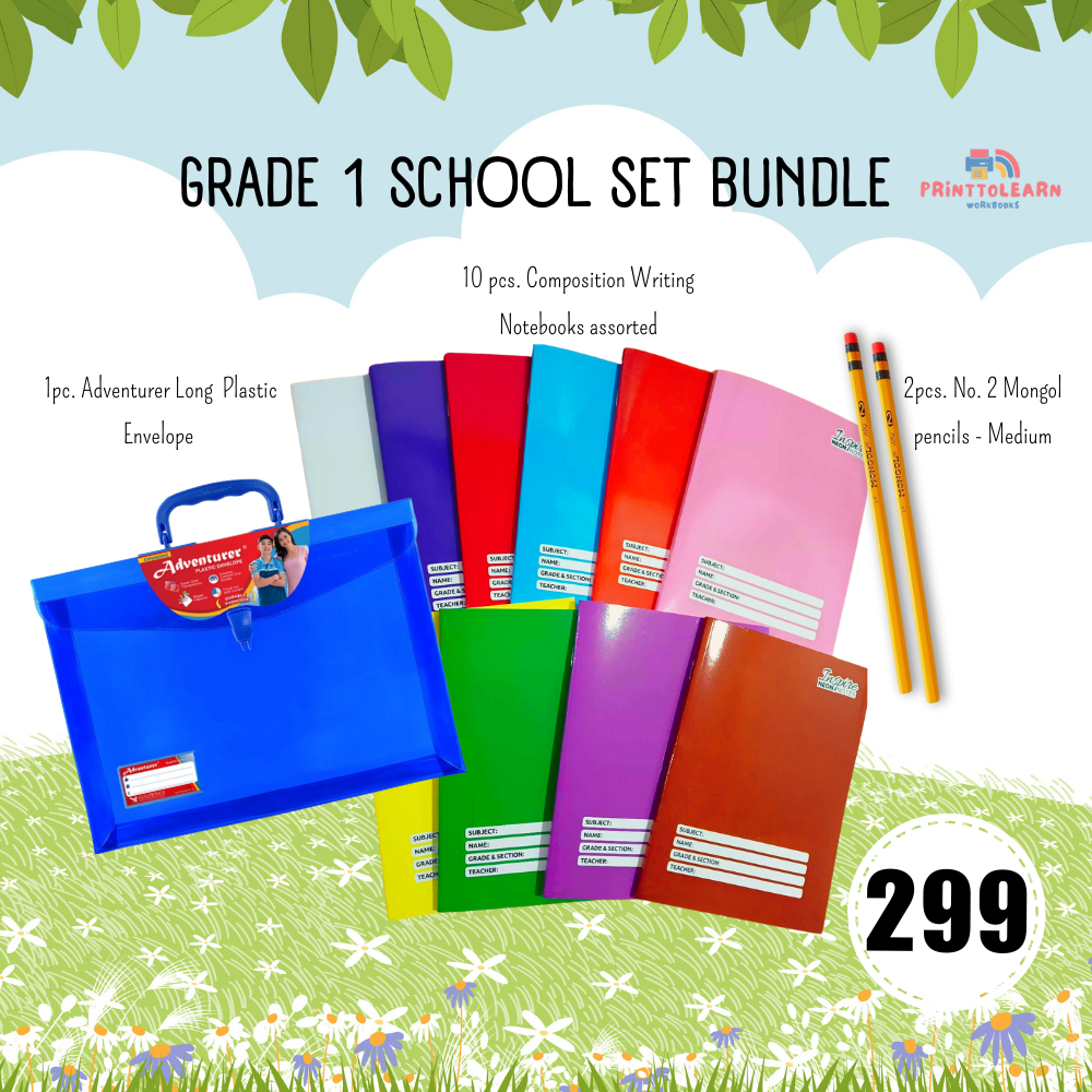 Grade 1 School Set bundle 1pc. Adventurer Long Plastic Envelope,10 pcs ...