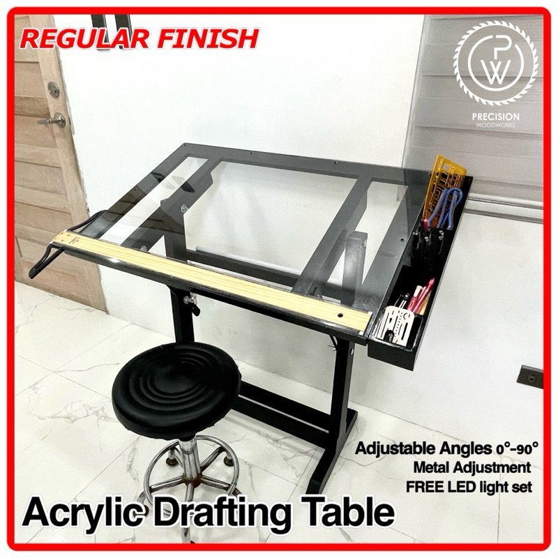 WOOD BLACK ACRYLIC DRAFTING TABLE | FREE LED LIGHT | COD | ENGINEERING ...