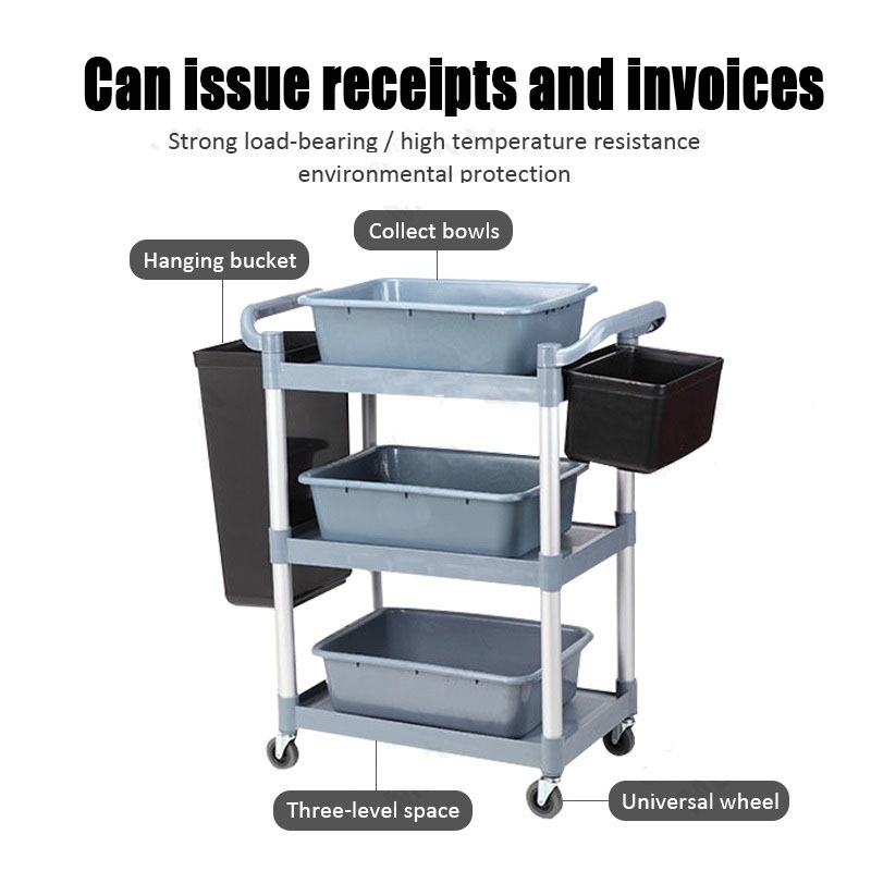 3 tier Utility Cart Trolley Food Service Large (Gray / Black) kitchen ...