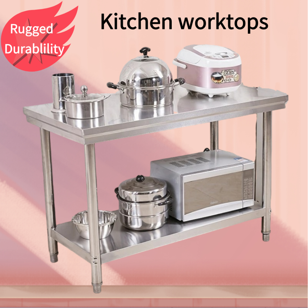 2-layer table stainless steel workbench in home kitchen cutting table ...