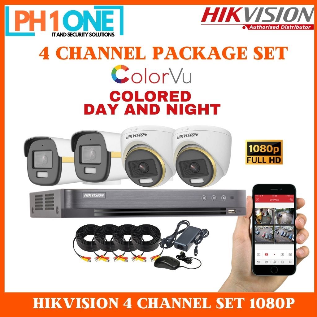 HIKVISION 4 CHANNEL COLORVU KIT 1080P 2MP WITH AUDIO | Shopee Philippines
