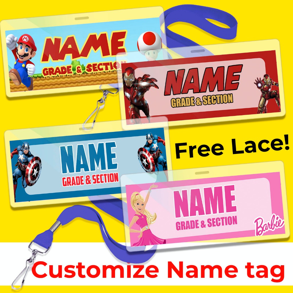 NAME TAG Laminated for school personalized for kids nametag colorful ...